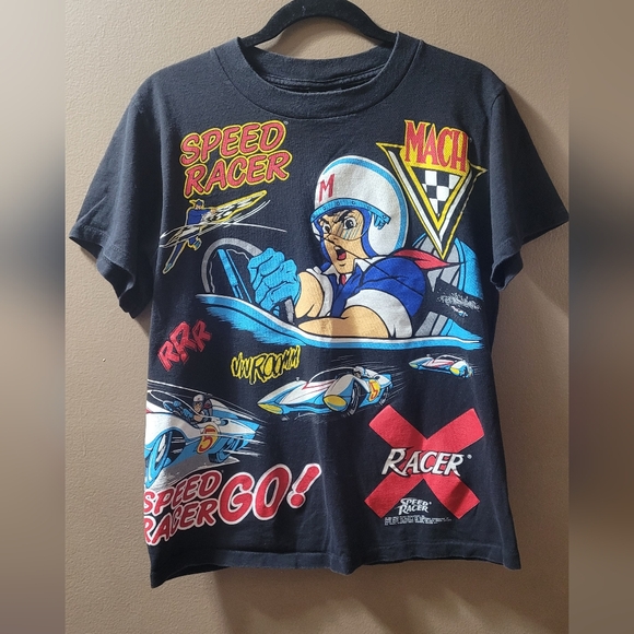 Vintage | Shirts | Vintage Speed Racer Mach All Over Graphic Tshirt 9s ...
